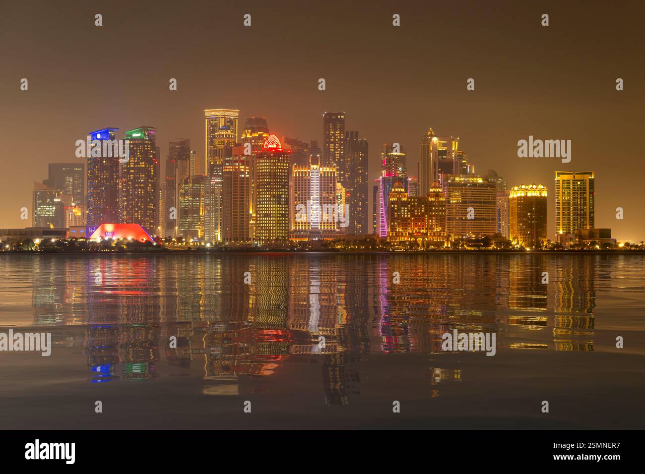 Beautiful Doha Skyline night view Stock Photo - Alamy