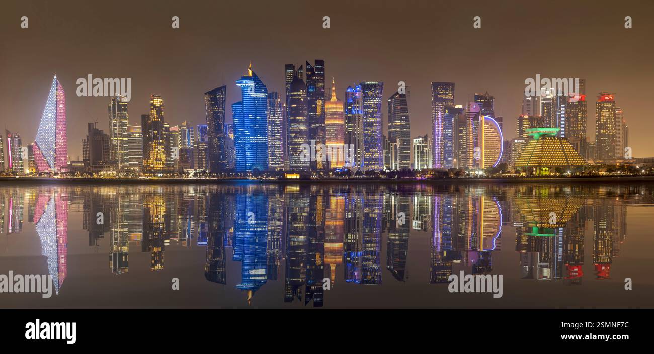 Beautiful Doha Skyline night view Stock Photo - Alamy