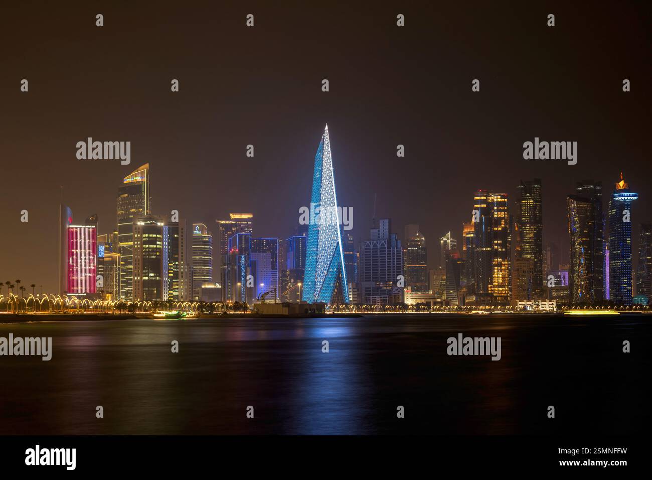Beautiful Doha Skyline night view Stock Photo - Alamy