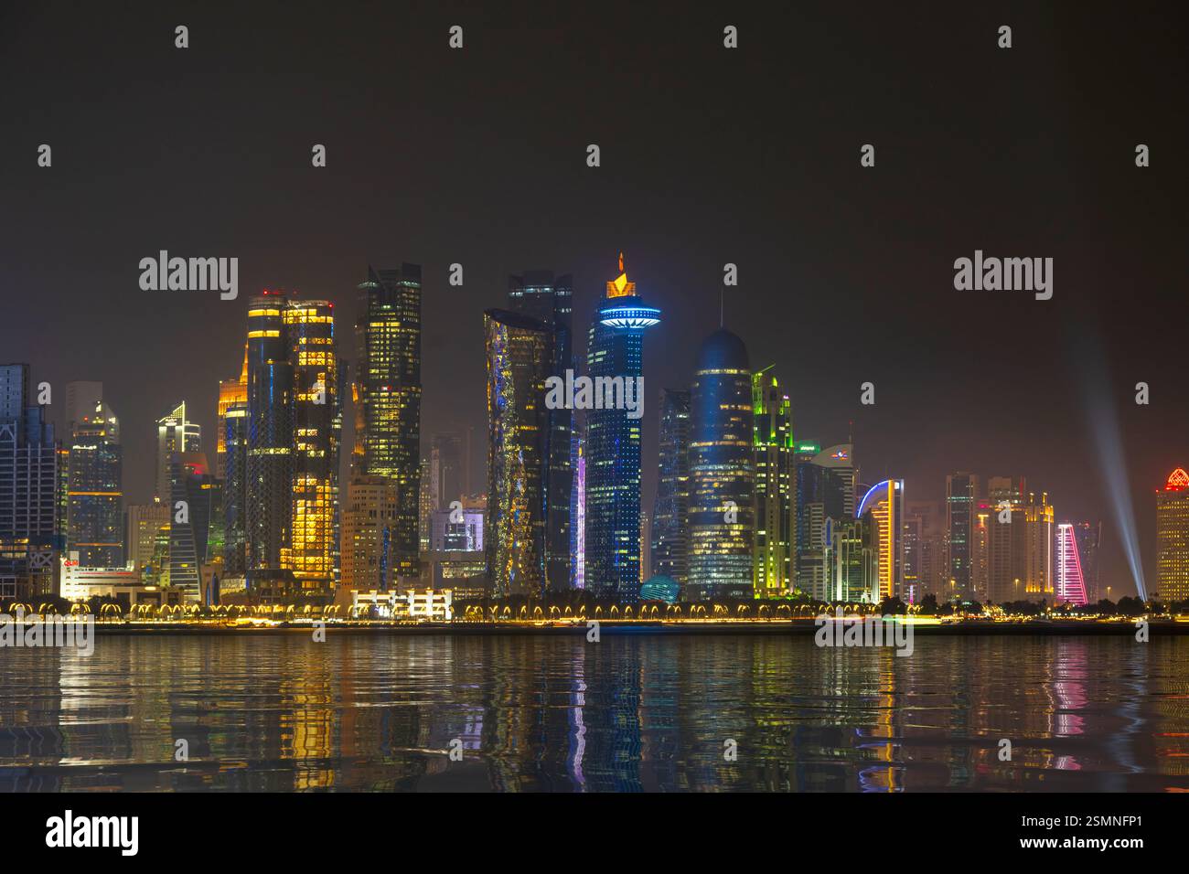 Beautiful Doha Skyline night view Stock Photo - Alamy