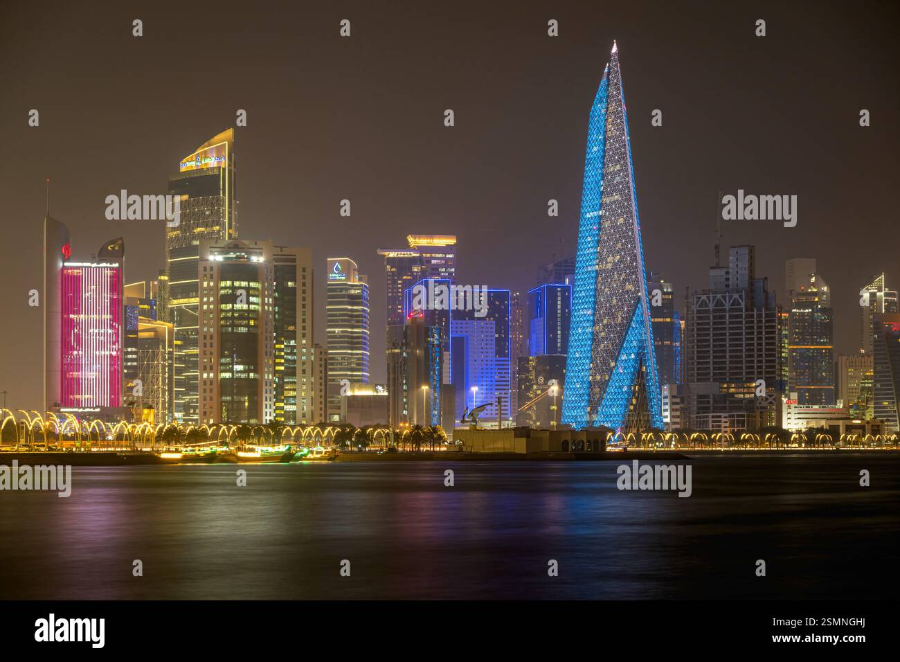Beautiful Doha Skyline night view Stock Photo - Alamy