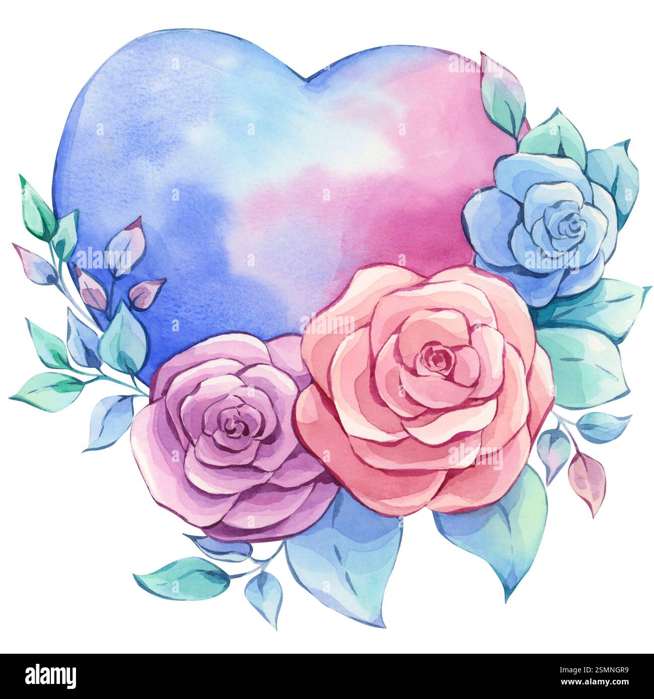 Beautiful heart with flowers Stock Photo - Alamy