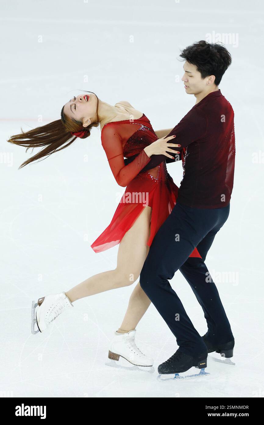 Harbin,China.12th February 2025. Ren Junfei and Xing Jianing of China ...