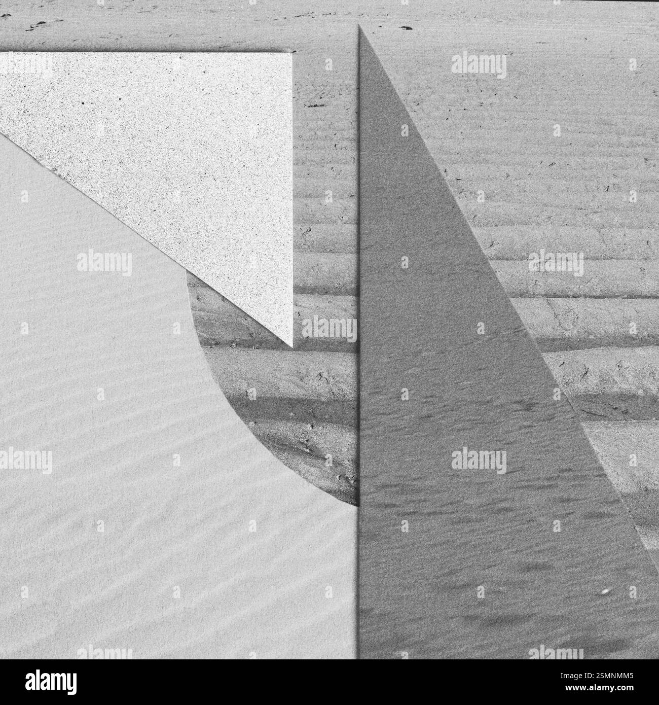 Abstract black and white paper collage illustration with various dunes ...