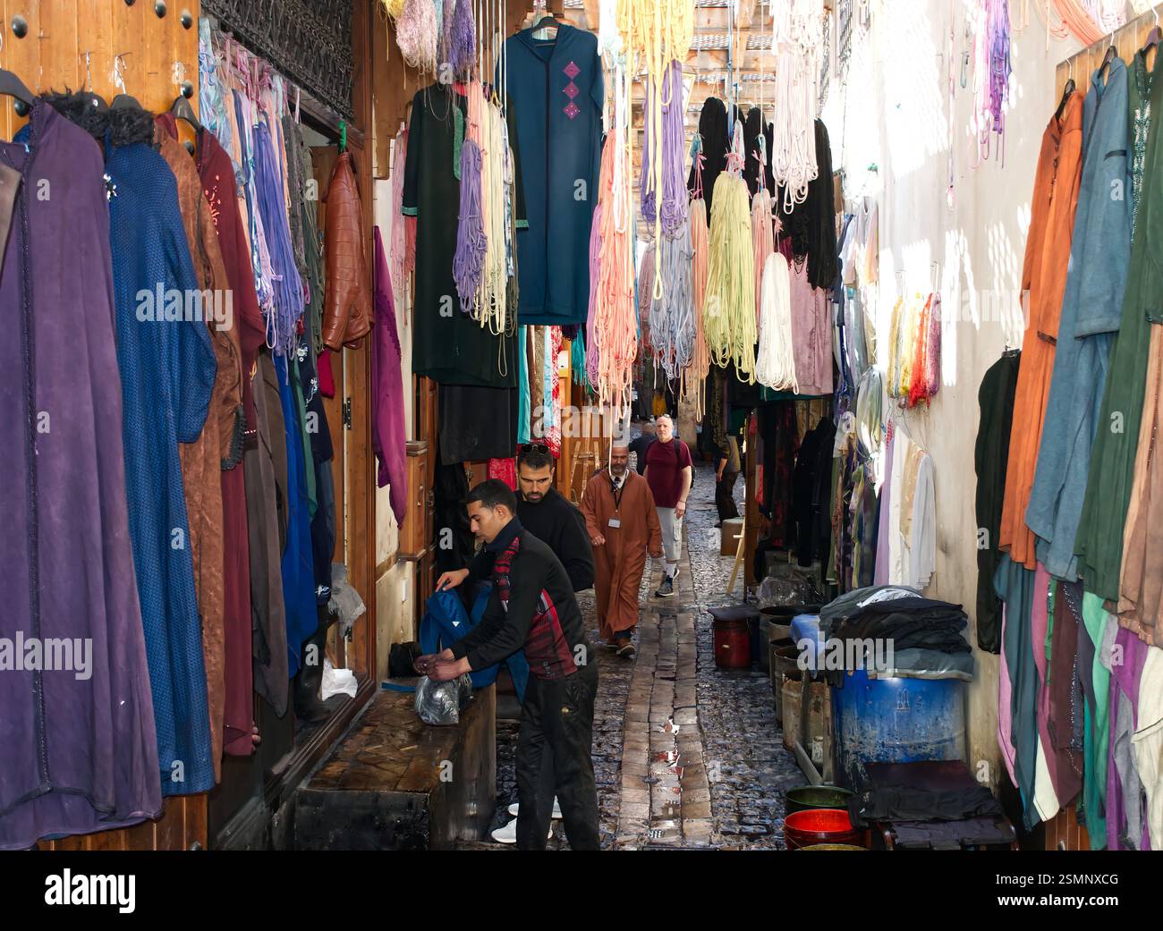 Clothing Market in a Moroccan Souk in Fes. Morocco Stock Photo - Alamy