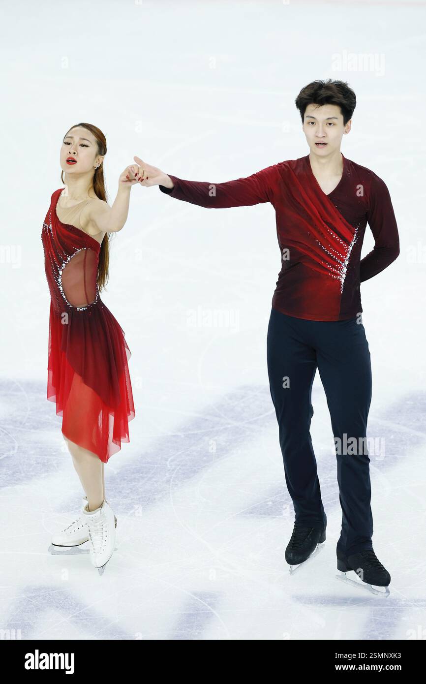 Harbin,China.12th February 2025. Ren Junfei and Xing Jianing of China ...