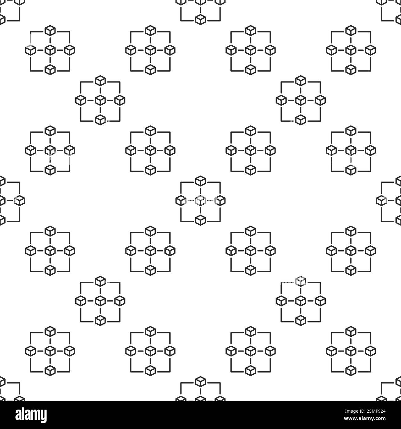 Block Chain Vector Concept Line Seamless Pattern Five Blockchain