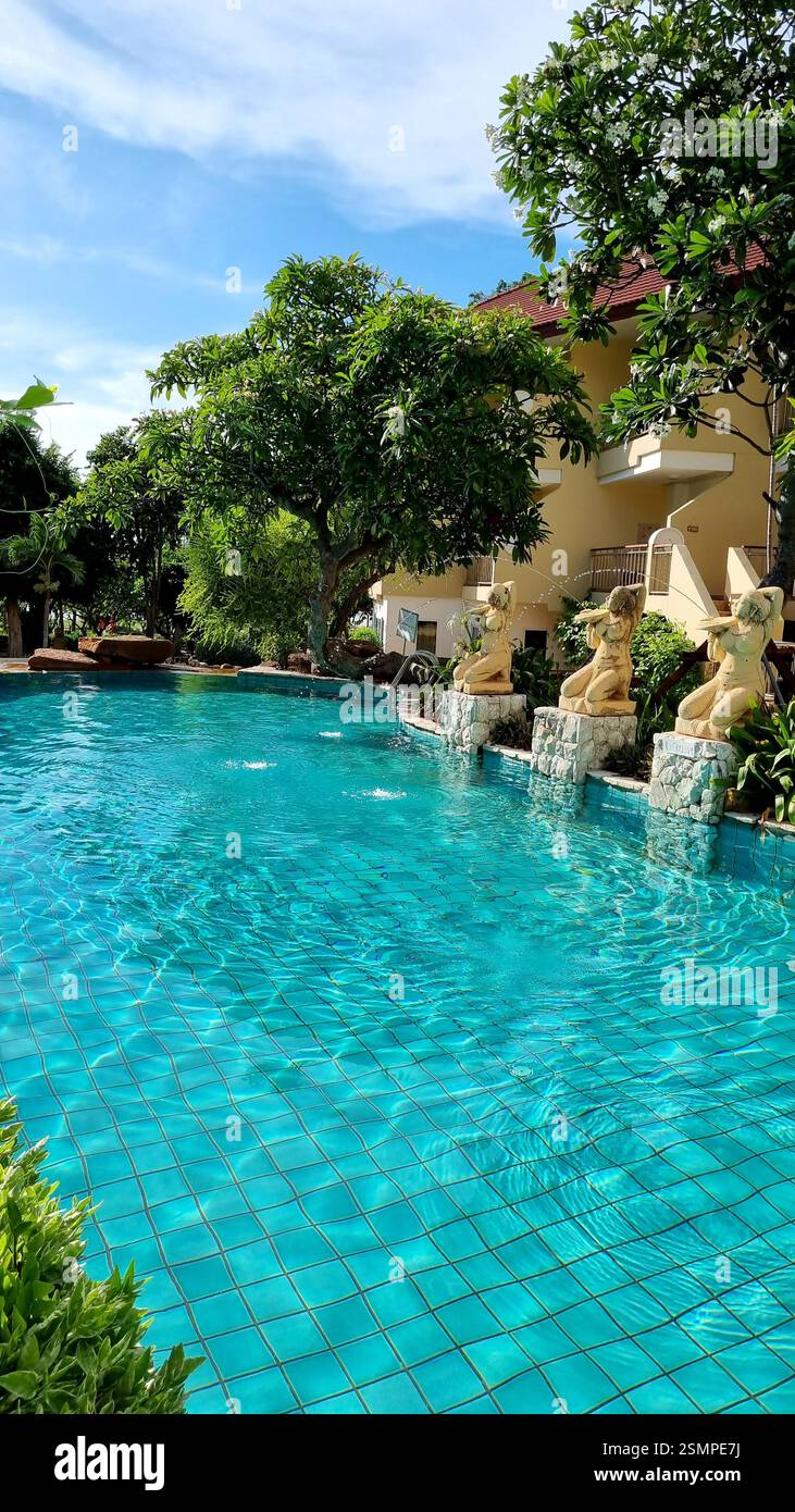 Beautiful and luxurious swimming pool in resort Stock Photo - Alamy