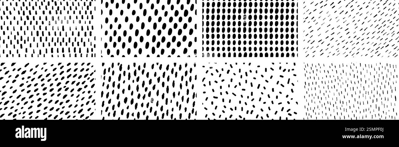 Set of simple small dash seamless patterns on white background Stock ...