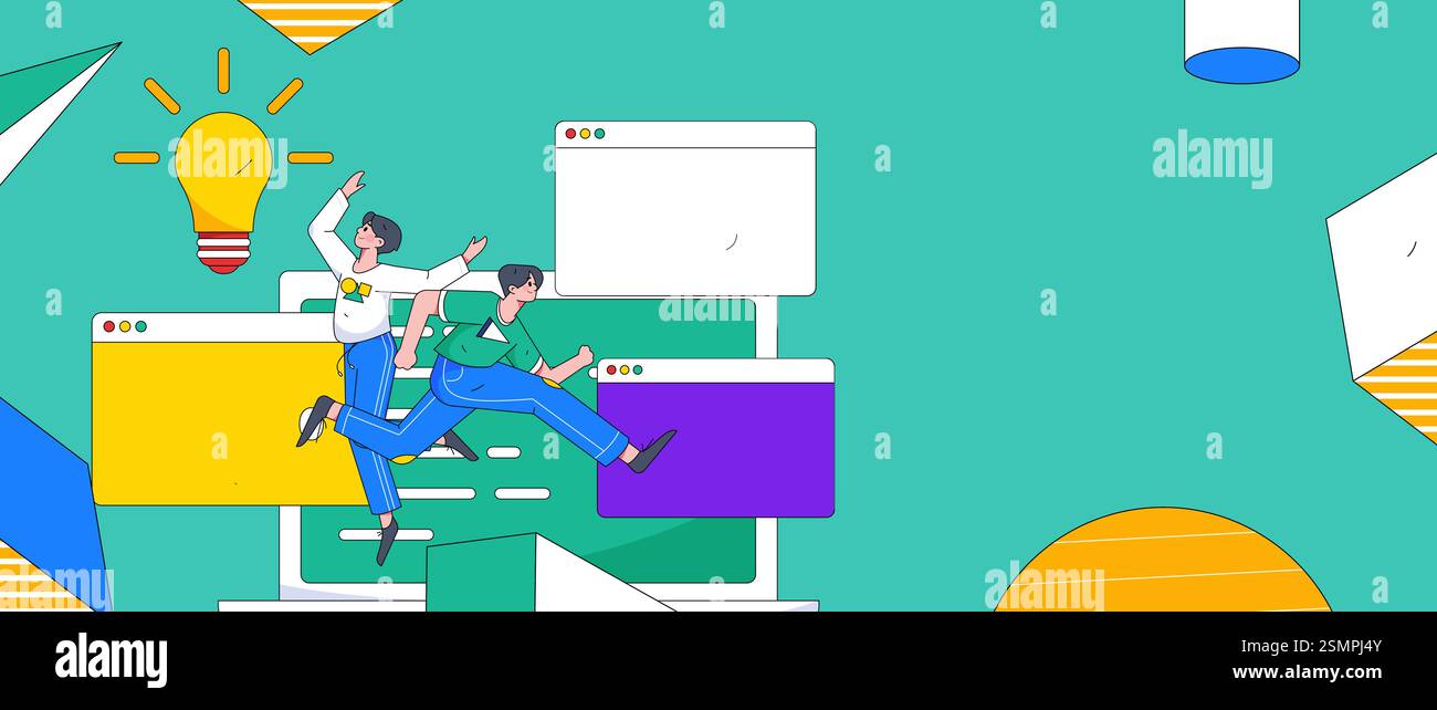 Programming teaching development flat character vector concept ...