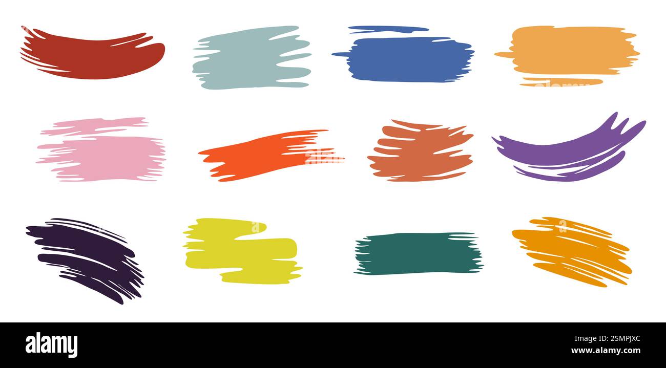 Set of brush strokes different shapes and colors Stock Vector Image ...