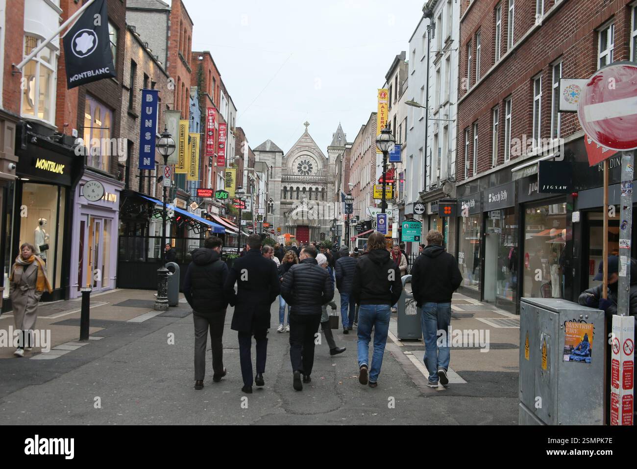 Dublin, Ireland - 12th February 2025 - image of a busy South Anne Street seen from Grafton ...
