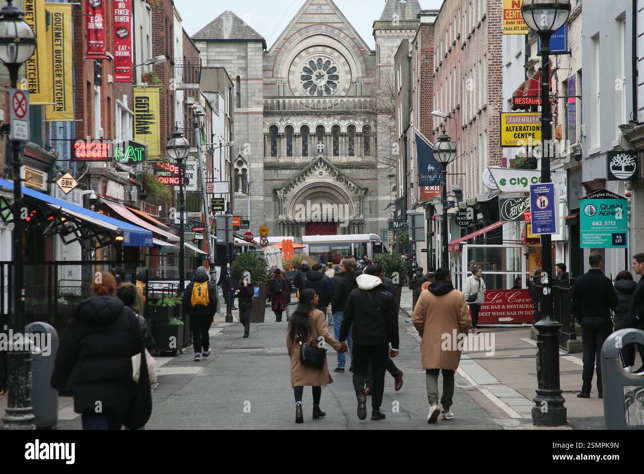 Dublin, Ireland - 12th February 2025 - image of a busy South Anne ...