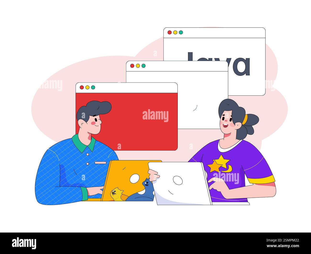 Programming teaching development flat character vector concept ...