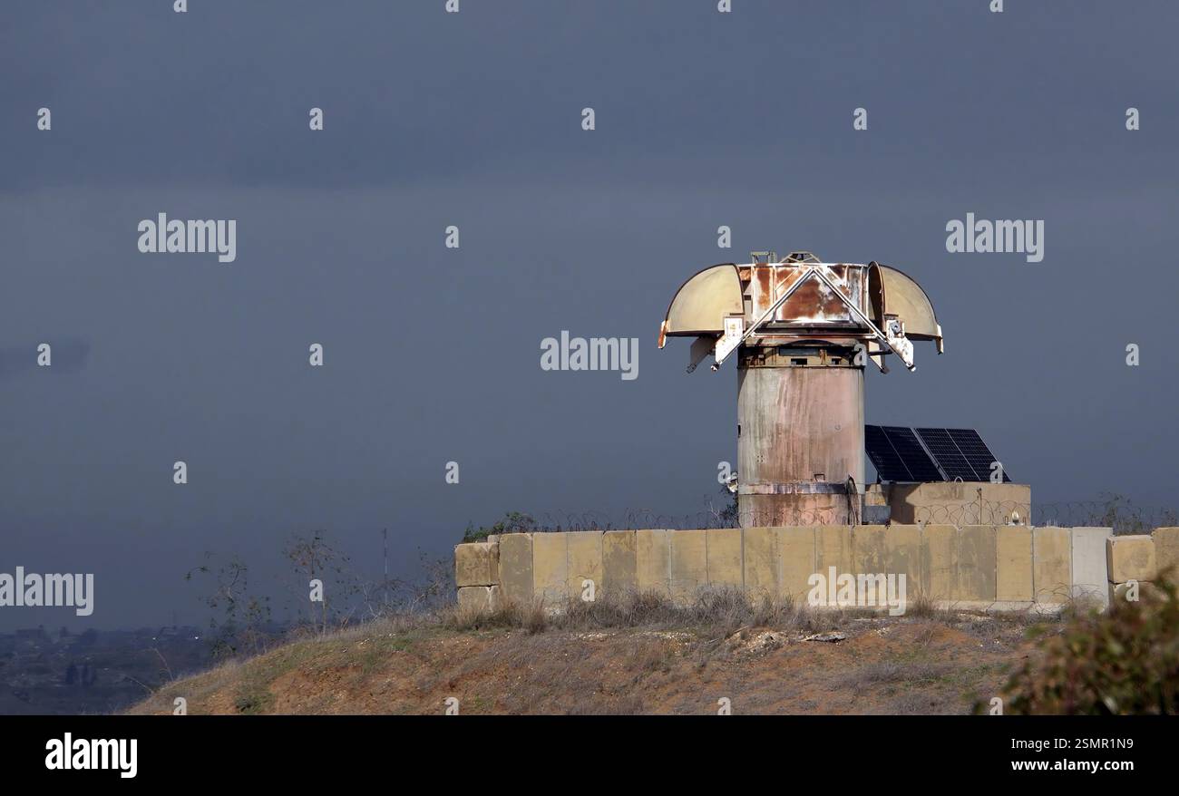 An Israeli military remote controlled weapon station is installed in a ...