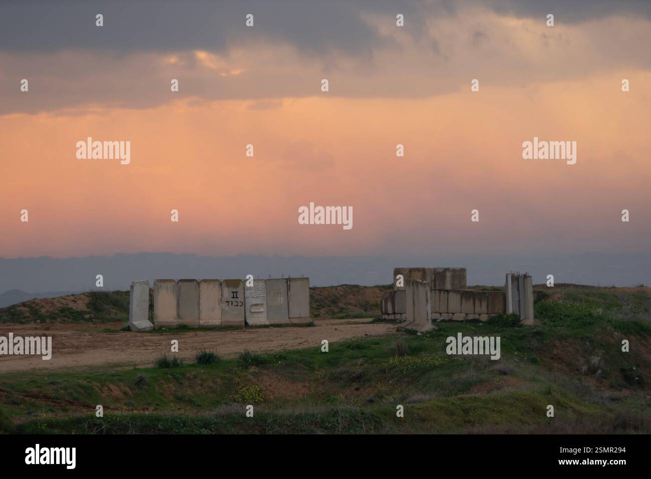 Precast concrete defensive wall panels placed by the IDF near the ...