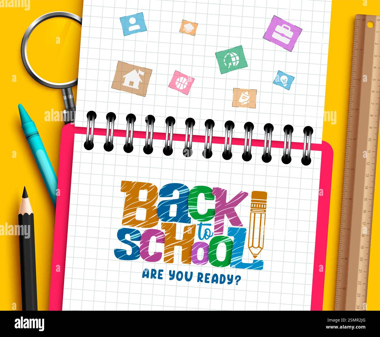 Back to school vector design. Back to school text yellow background ...