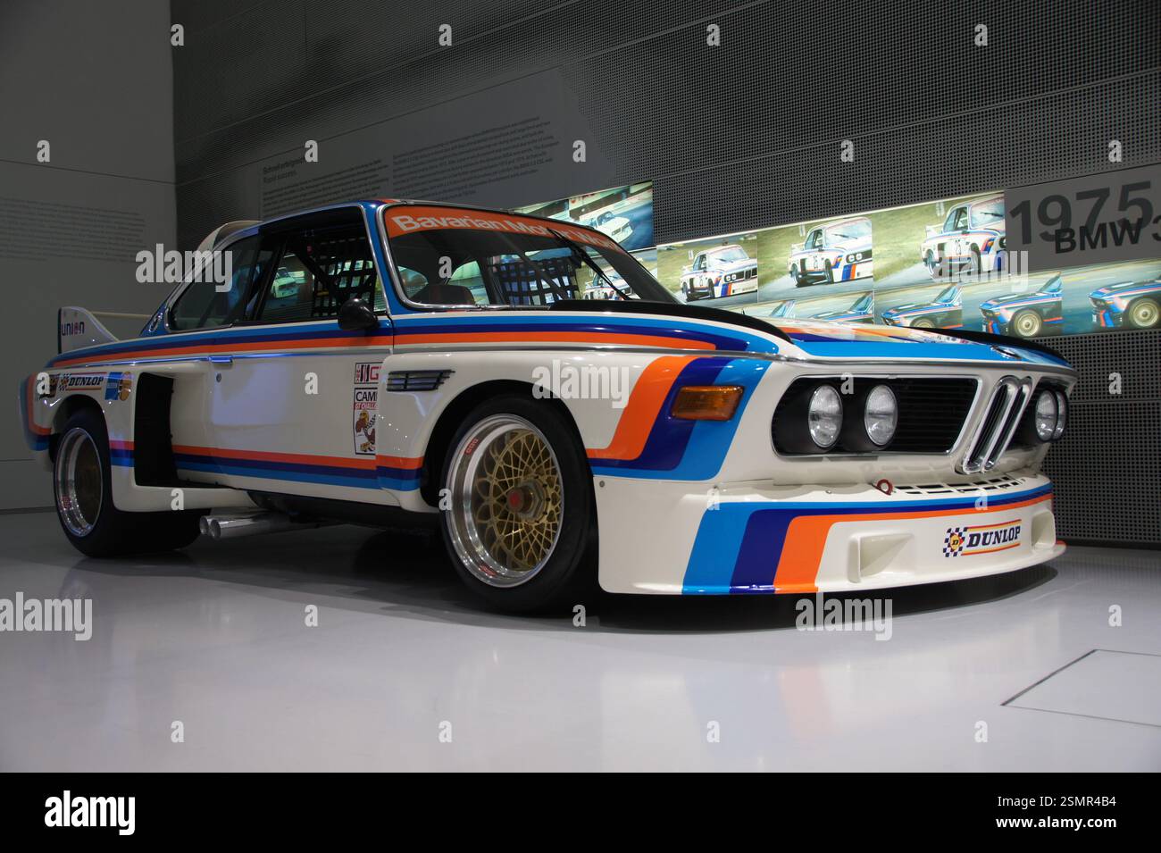 A classic BMW race car gleams at the BMW Museum in Germany, Munich ...