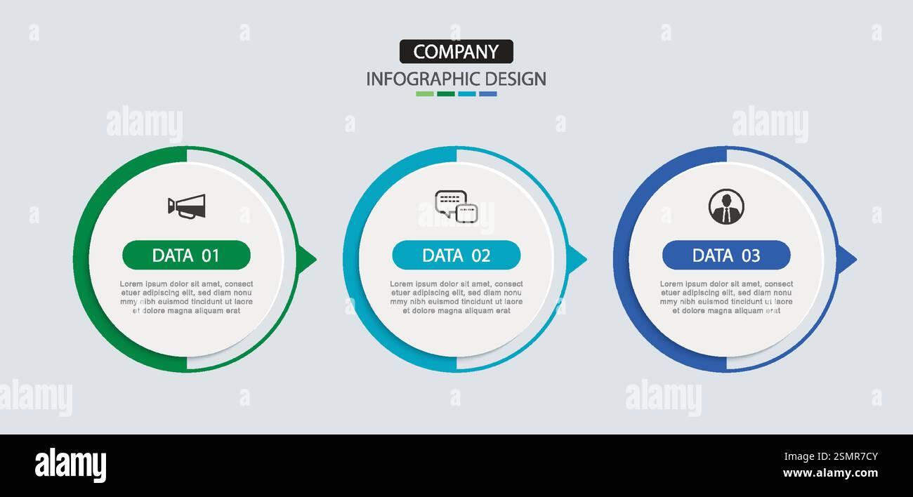 Infographics circle timeline with 3 number data template. Illustration ...