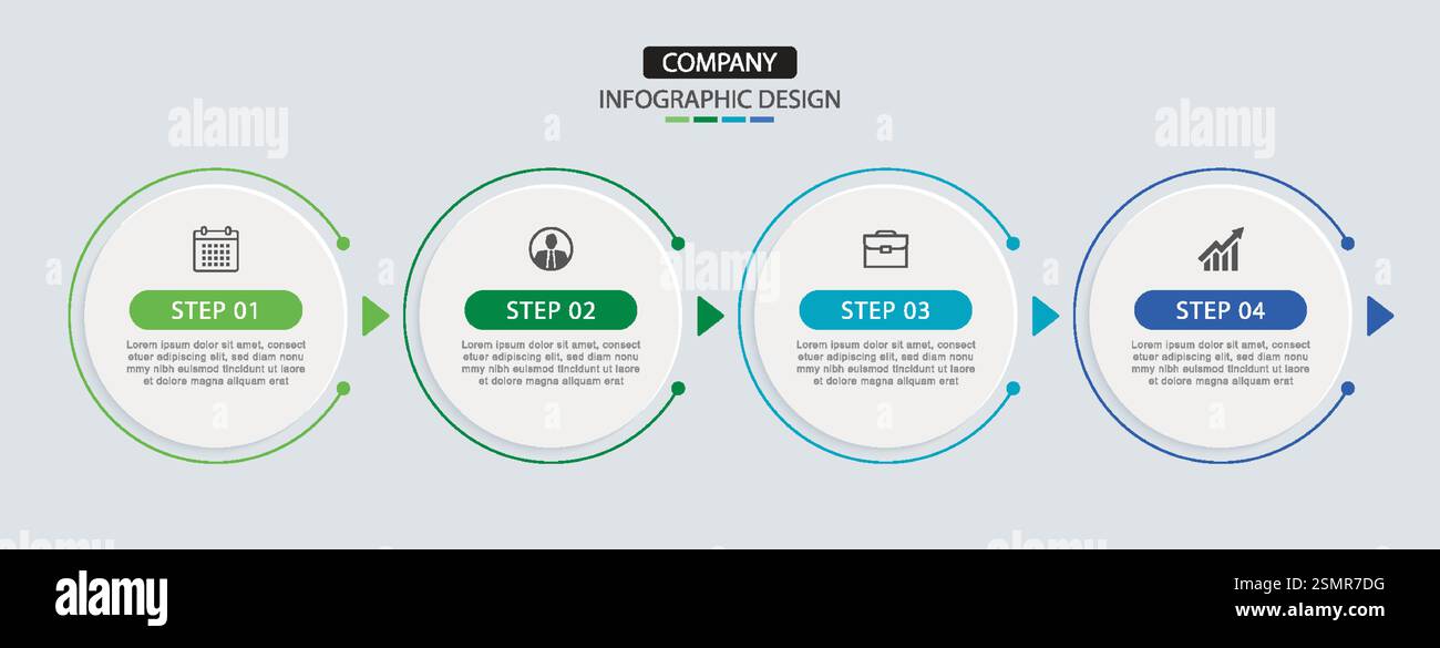 Infographics circle timeline with 4 number data template. Illustration ...