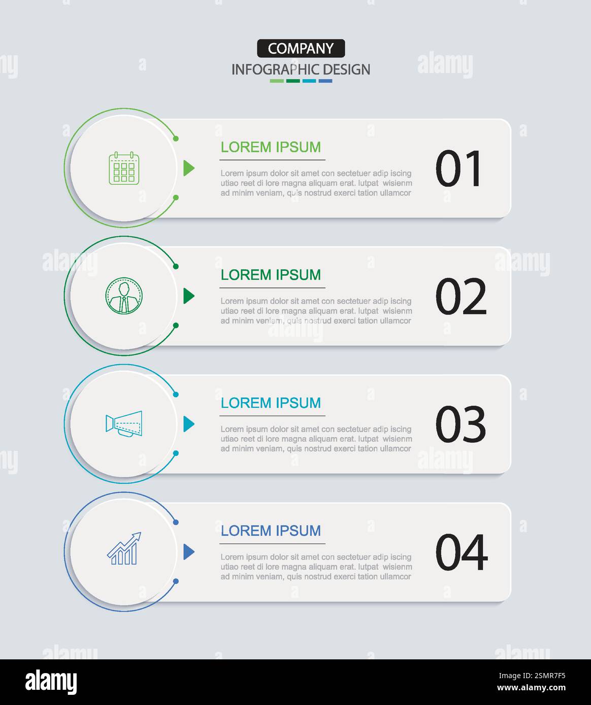 4 data infographics rectangle tab layout template. Illustration ...