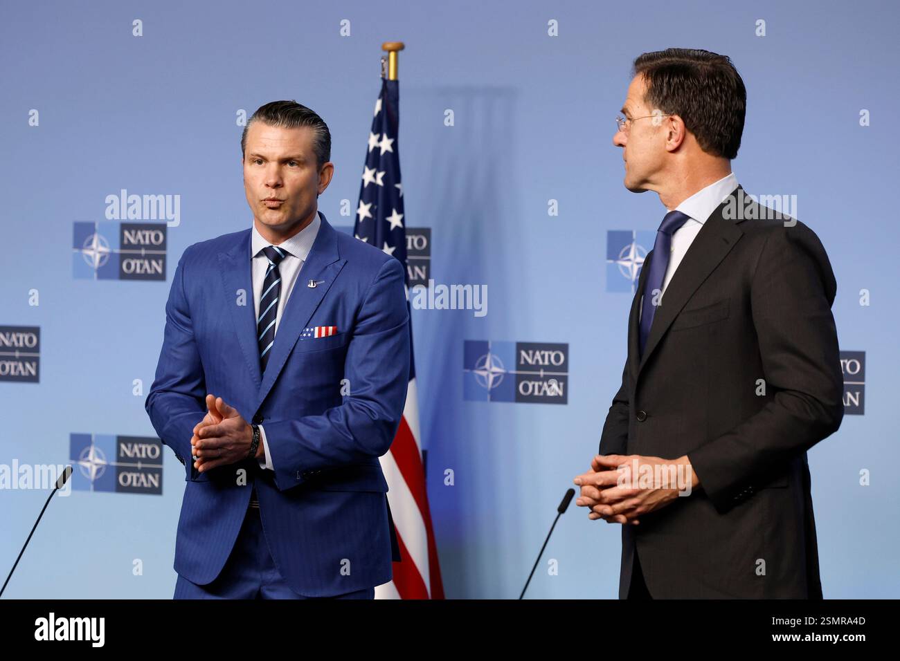NATO Secretary General Mark Rutte, right, and United States Secretary ...