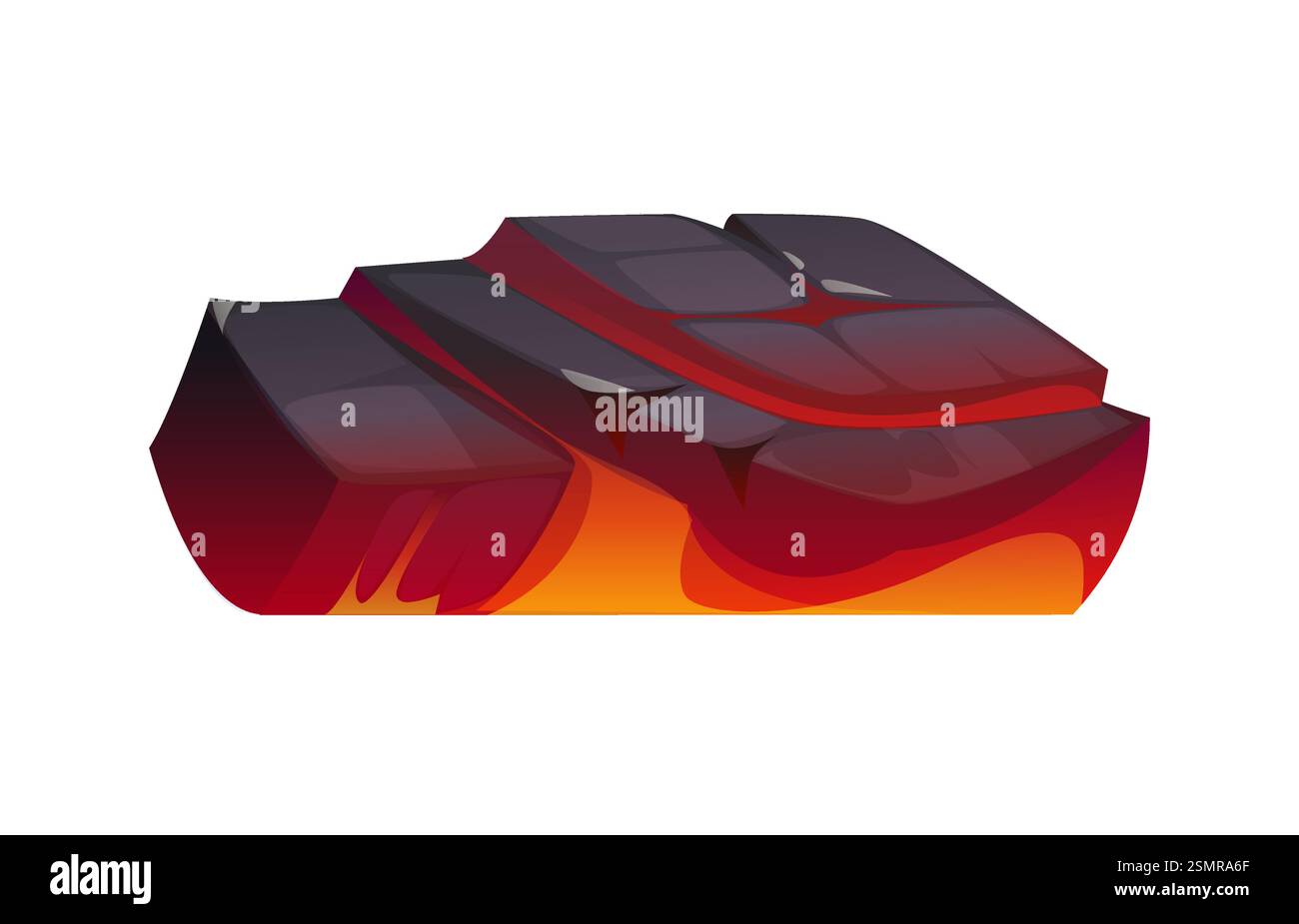 Fireplace burn red ember cartoon charcoal single piece. Barbecue ...