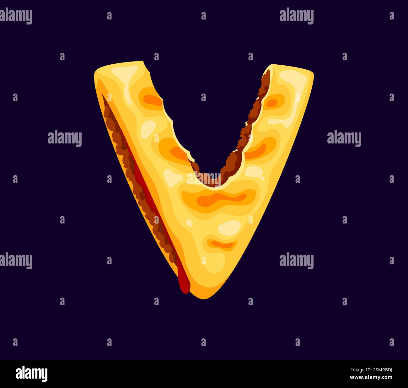 Fast food quesadilla meal cartoon ABC font letter V. Fastfood snack ...