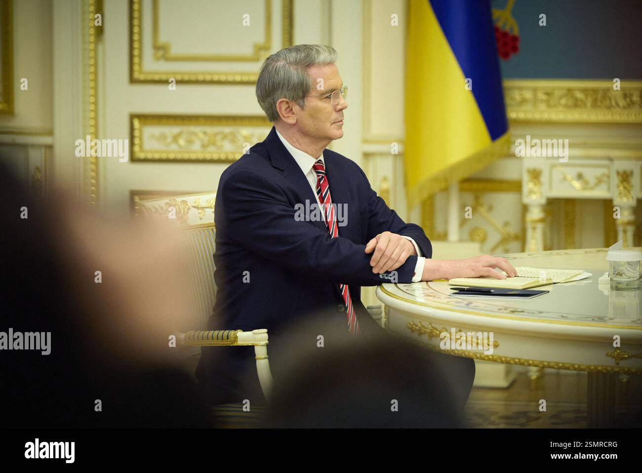 Kyiv, Ukraine. 12th Feb, 2025. Handout - President of Ukraine Volodymyr Zelenskyy (L) and ...