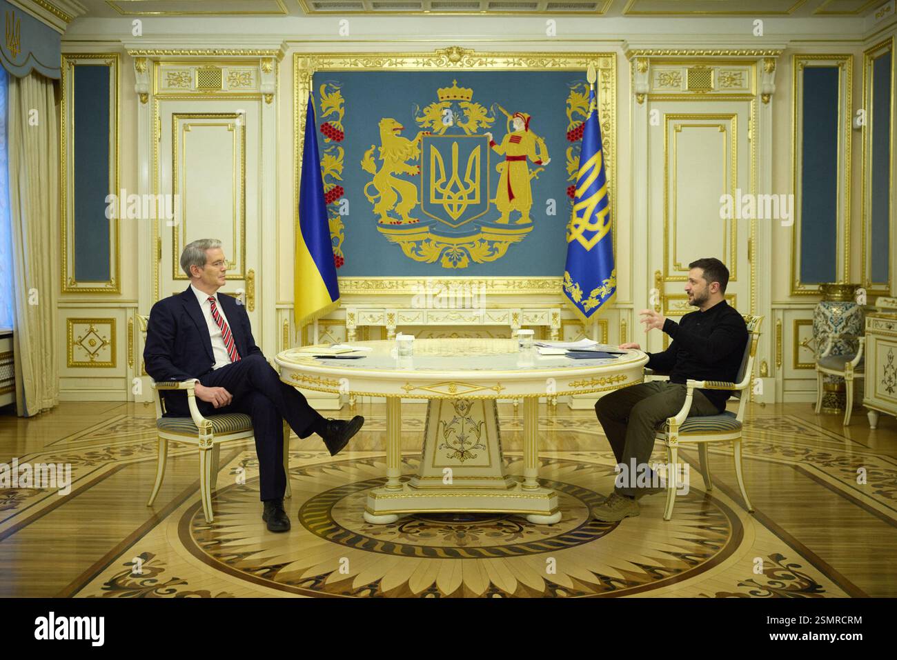 Kyiv, Ukraine. 12th Feb, 2025. Handout - President of Ukraine Volodymyr Zelenskyy (L) and ...