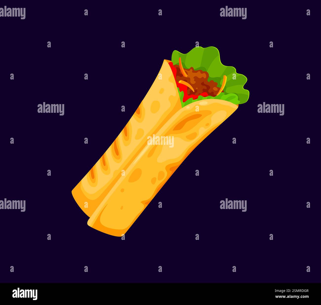 Fast food burrito meal cartoon ABC font slash punctuation sign ...