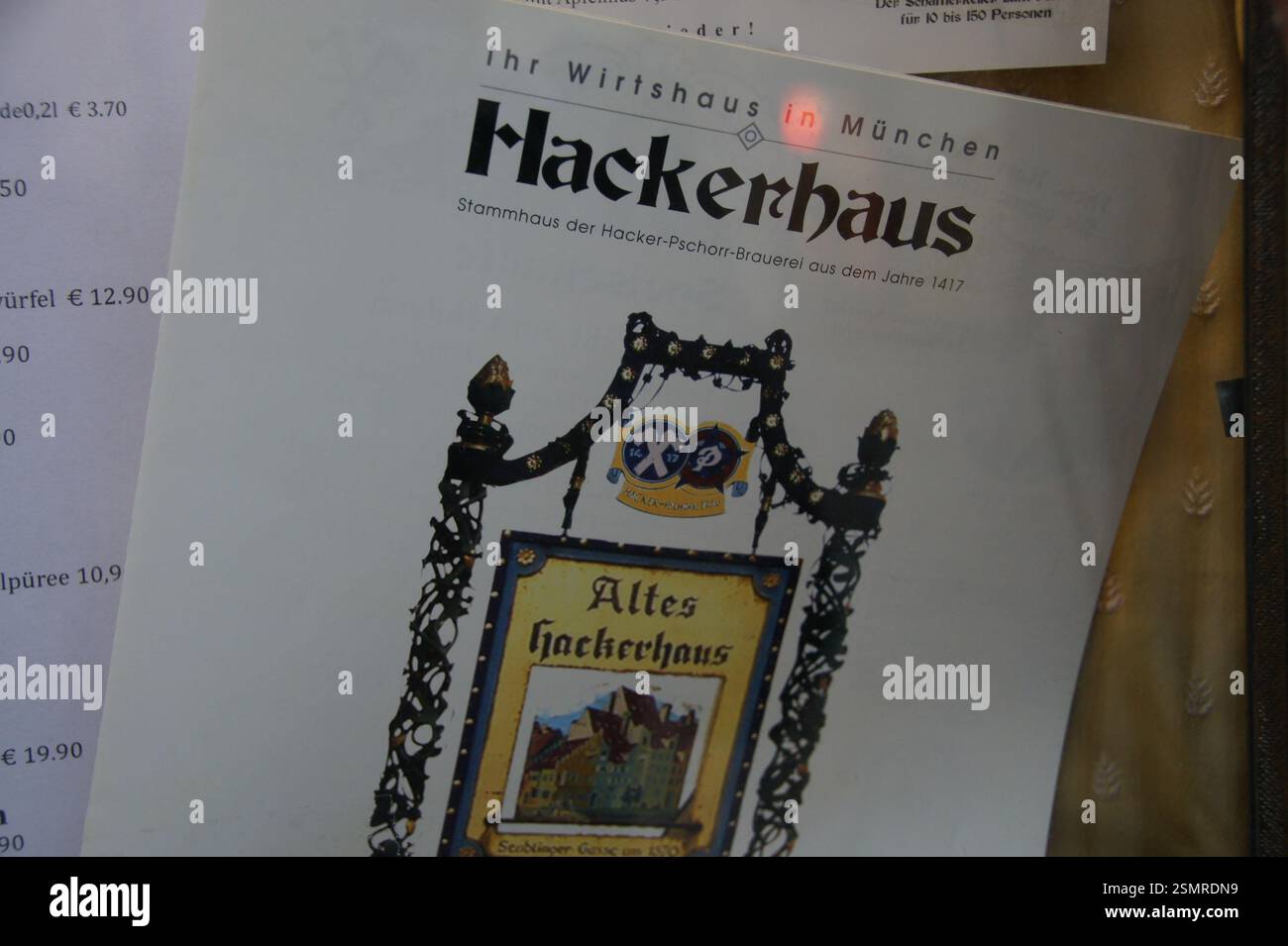 A menu from Hackerhaus, a traditional Bavarian restaurant in Germany ...