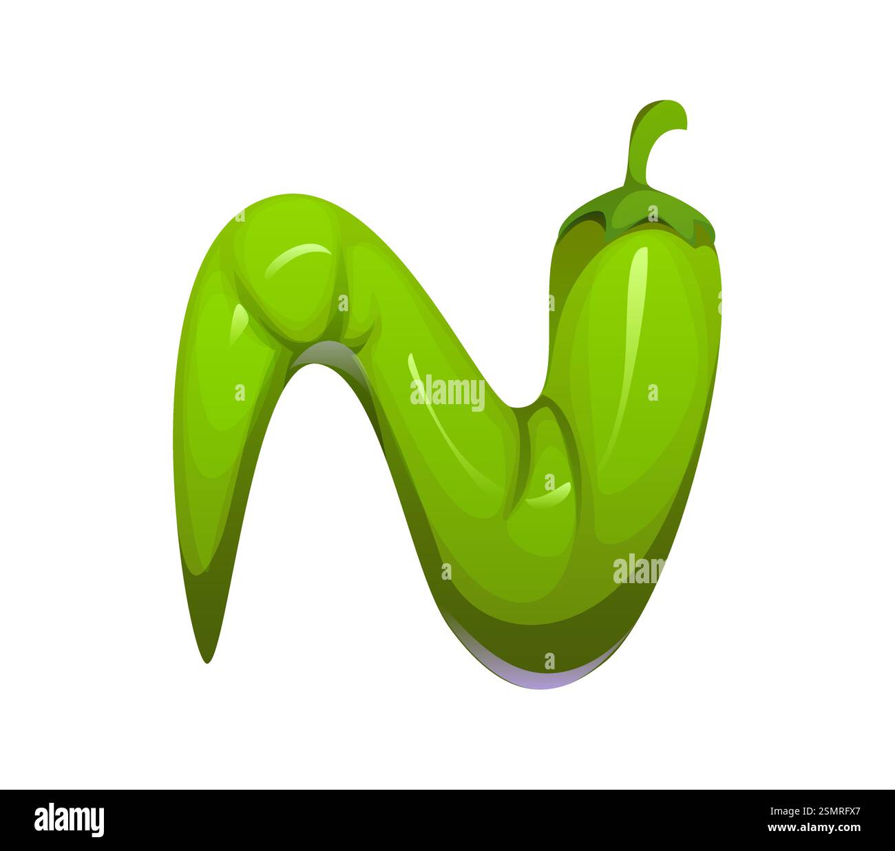 Cartoon Mexican font jalapeno pepper letter N. Hispanic culture ...
