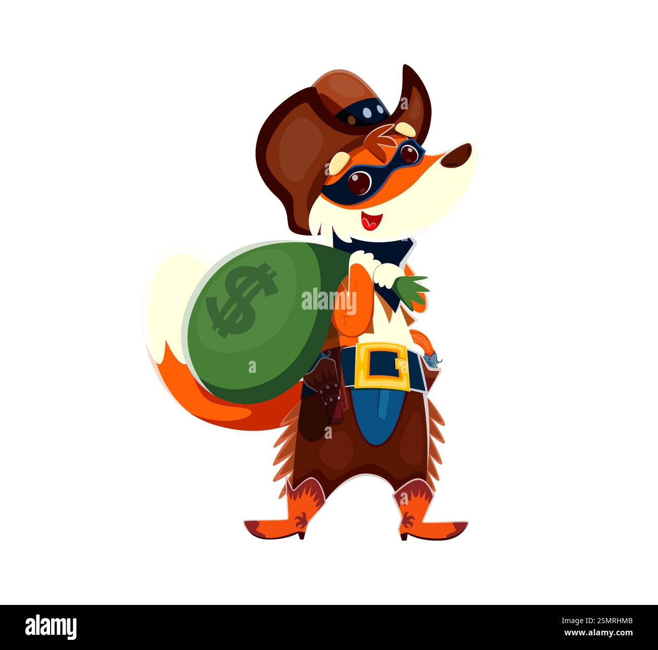 Cartoon fox wild west animal cowboy and sheriff, ranger and bandit ...