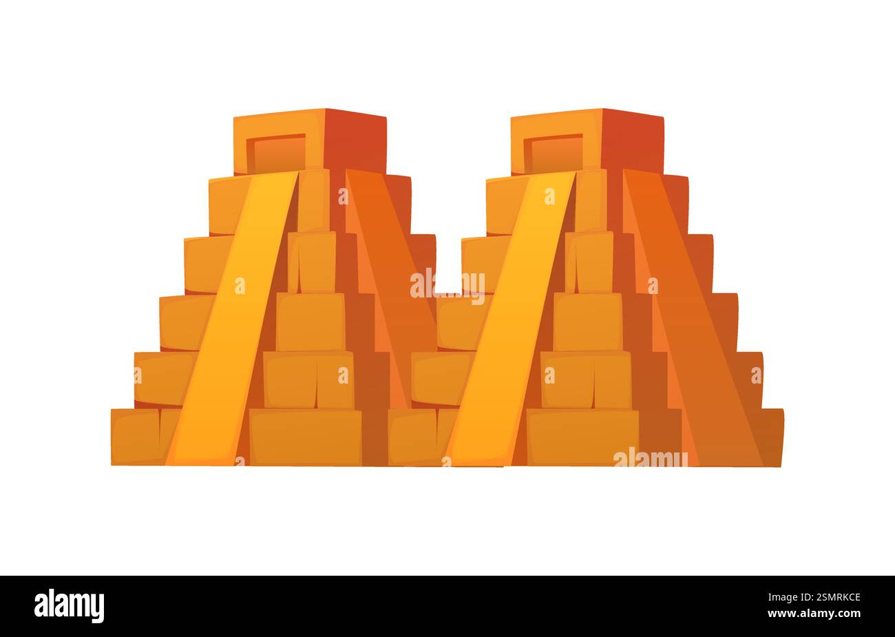 Cartoon Mexican font Aztec pyramid letter M. Latin America holiday ABC ...