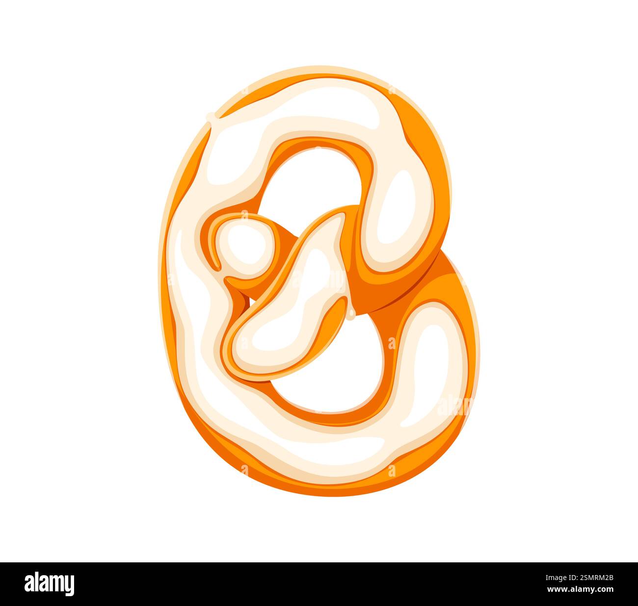 Pastry dessert font pretzel letter B. Pastry and confectionery element ...