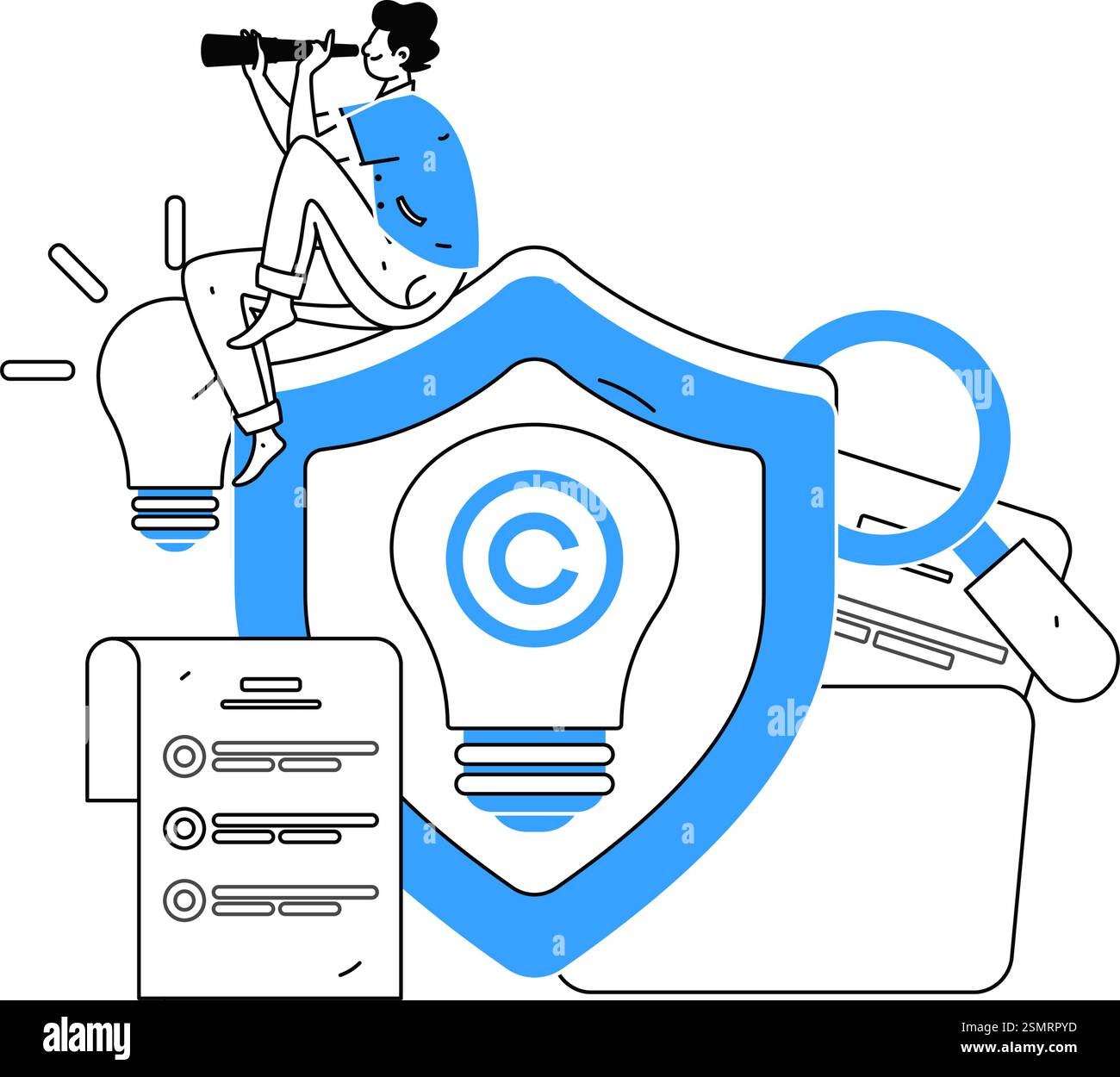 Protect intellectual property flat vector concept operation hand drawn ...