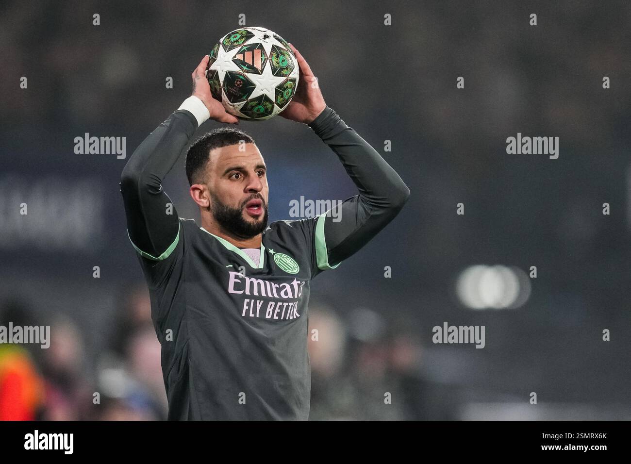 ROTTERDAM, NETHERLANDS - FEBRUARY 12: Kyle Walker of AC Milan takes a ...