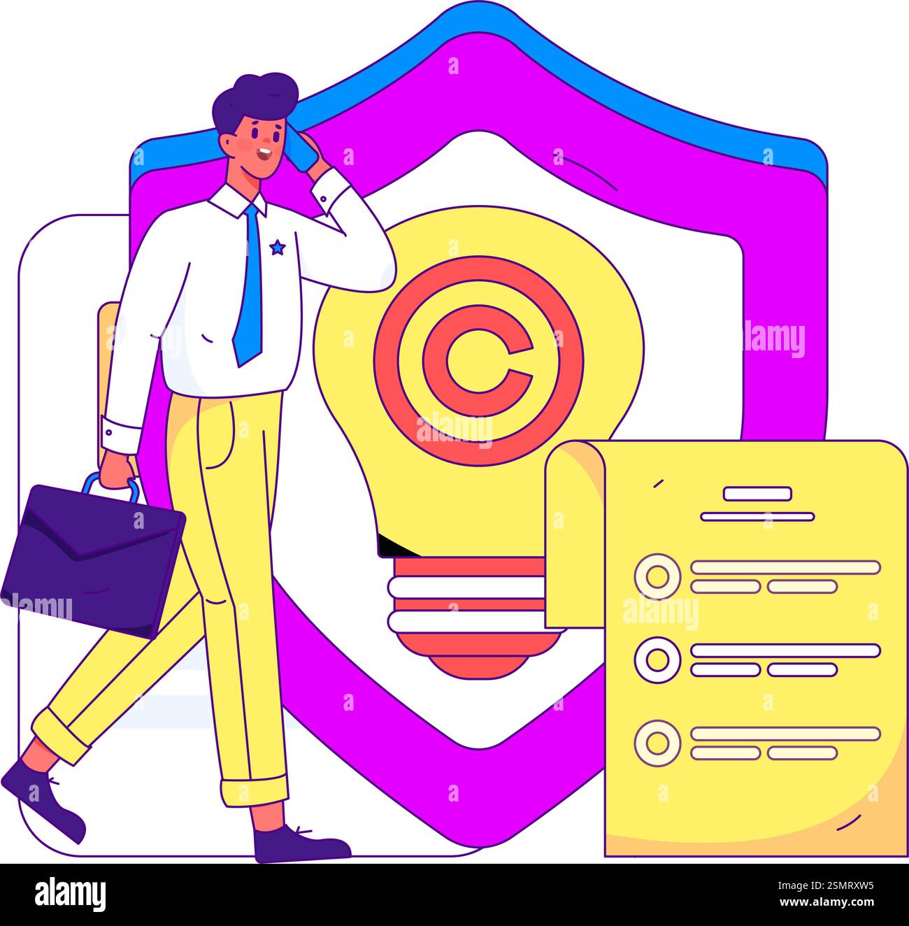 Protect intellectual property flat vector concept operation hand drawn ...