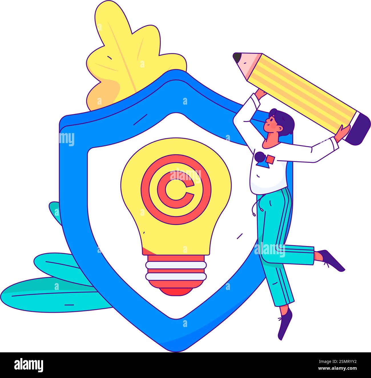 Protect intellectual property flat vector concept operation hand drawn ...