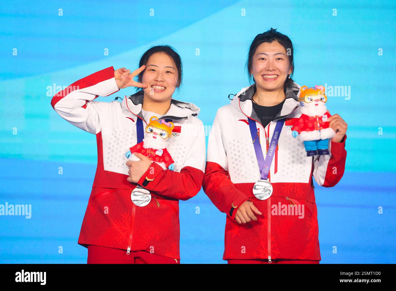 Harbin, China. 11th Feb, 2025. L-R CHEN Meiting (CHN), XU Mengtao (CHN ...