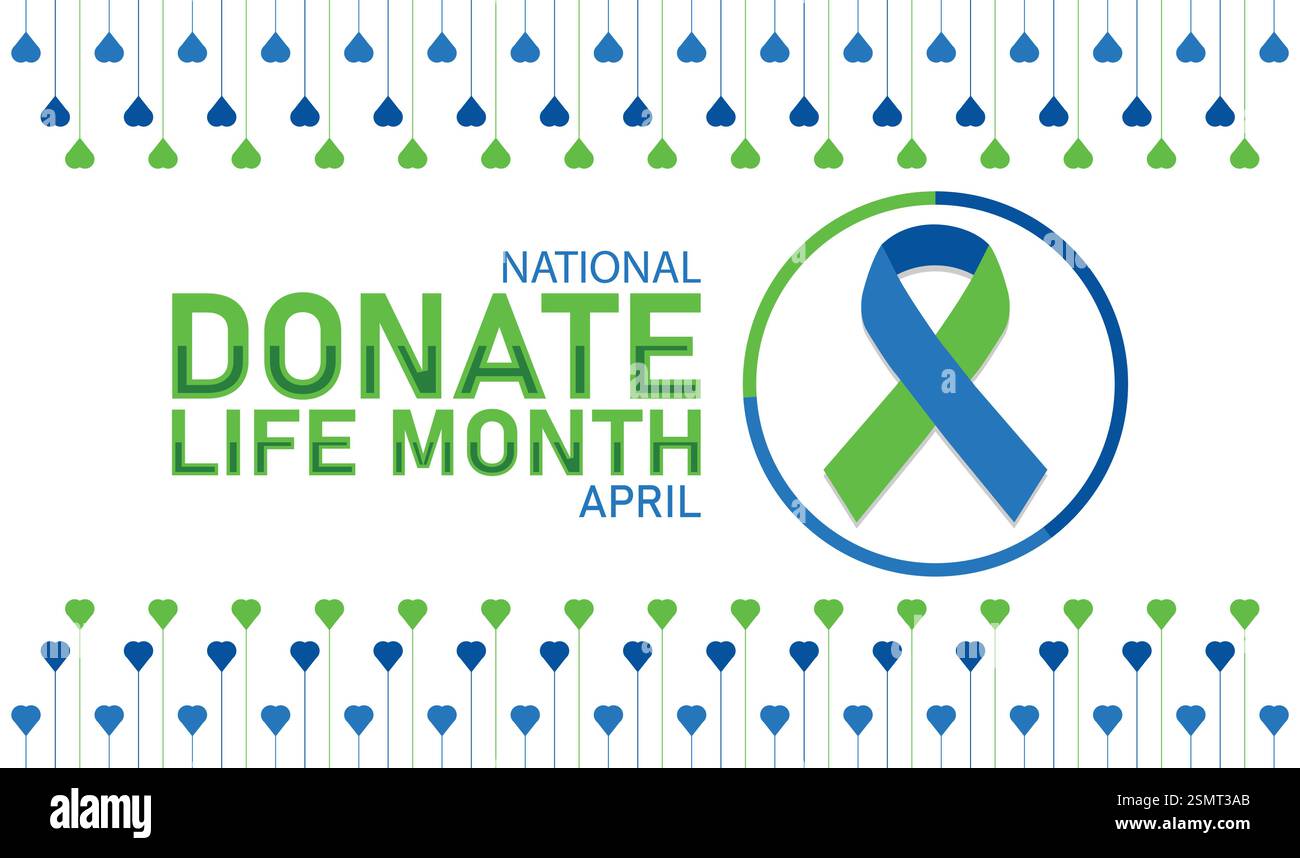 National Donate Life Month wallpaper with shapes and typography, banner ...