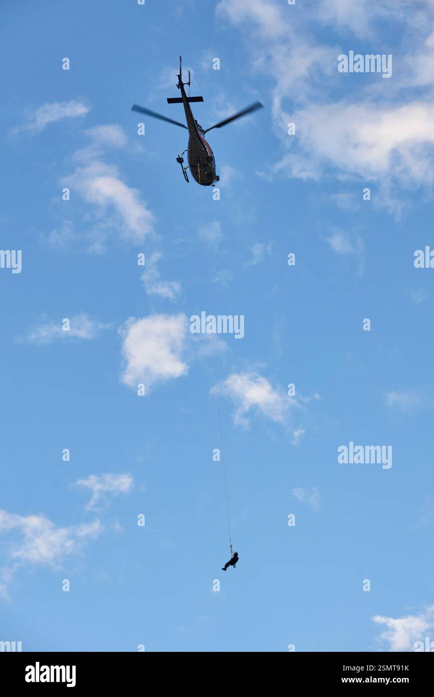 Helicopter rescue team training simulation. Austria police division ...