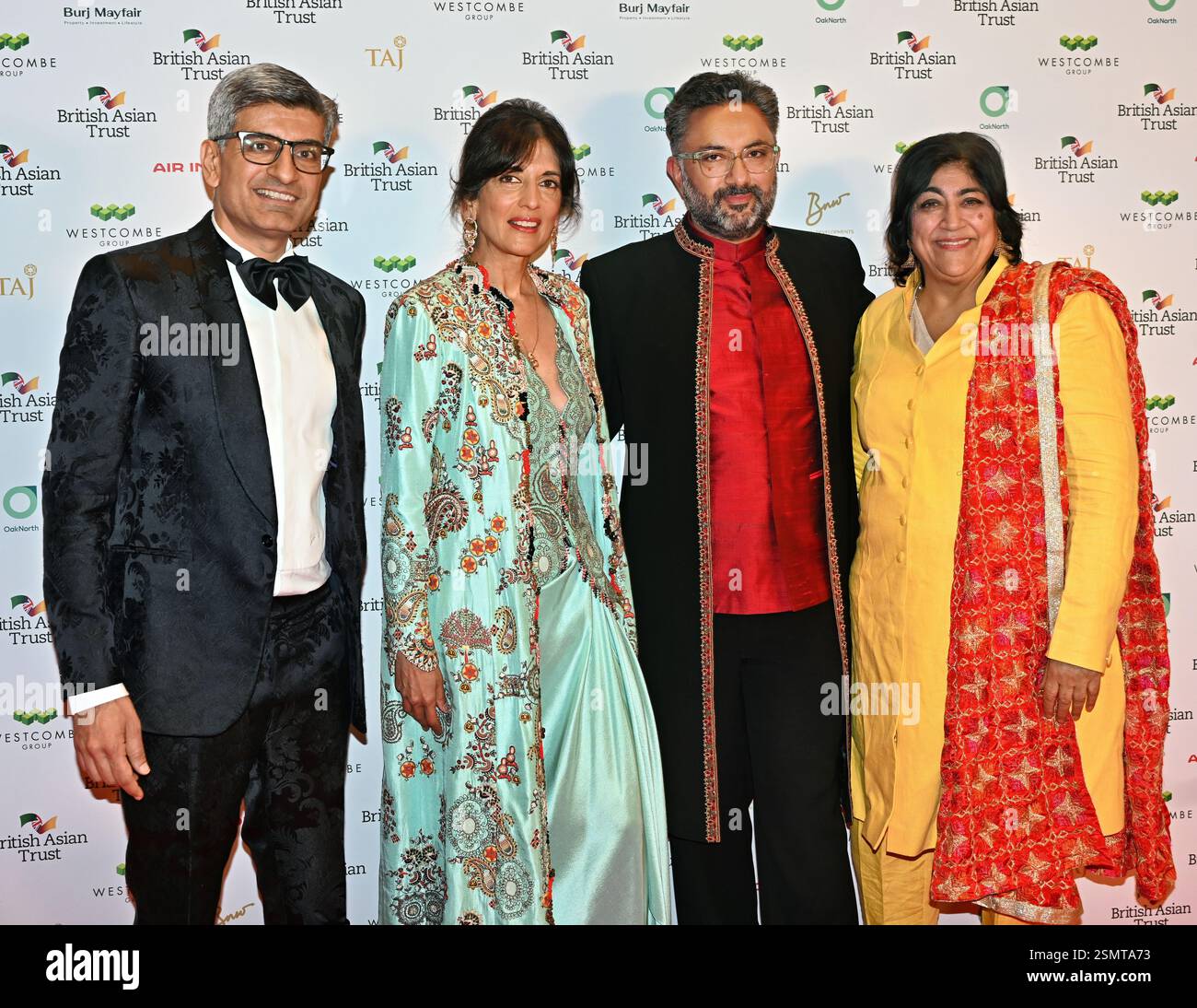 LONDON, UK. 12th Feb, 2025. Shalni Arora OBE, Simon Arora, Gurinder ...