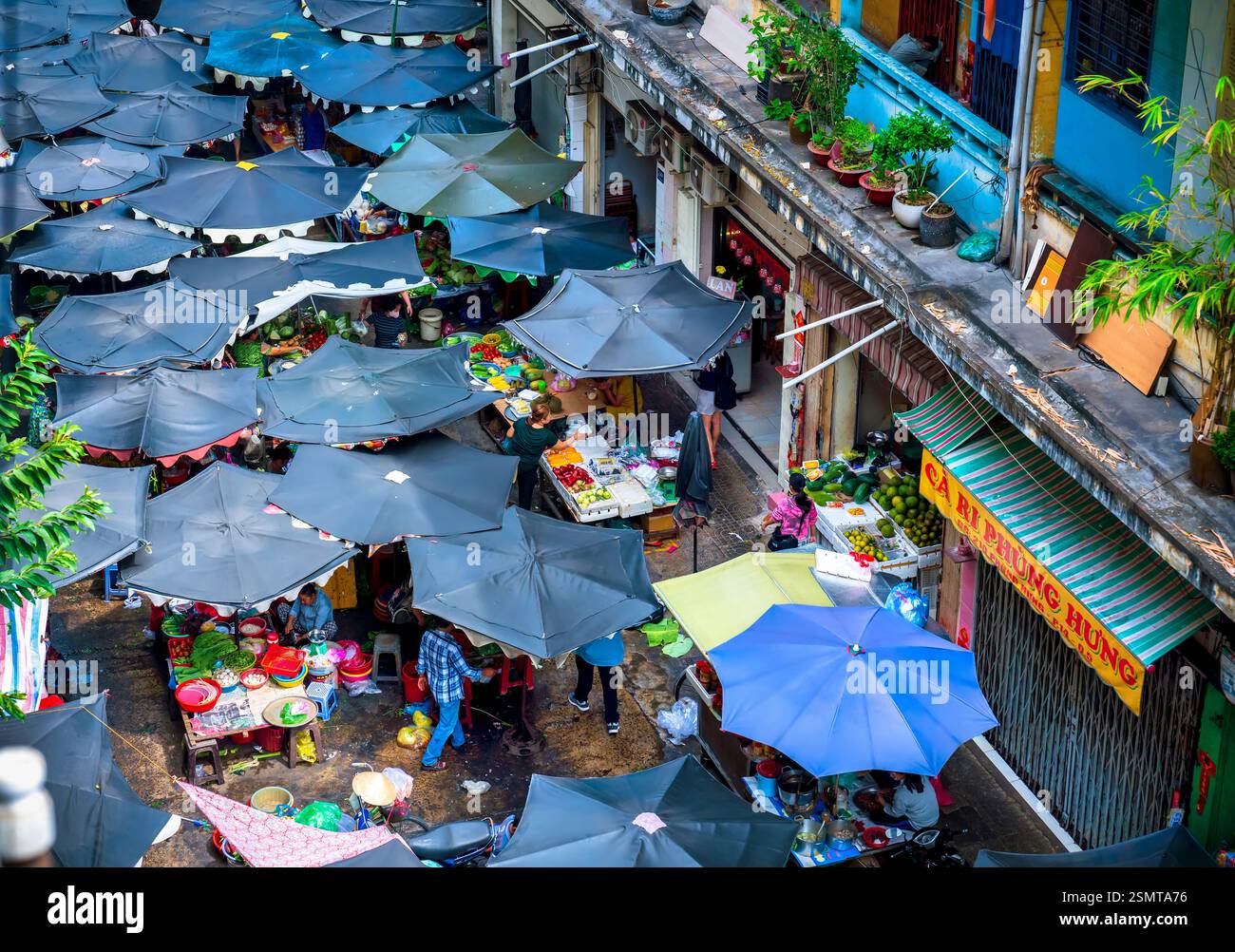 Beautiful daily life of traditional market at Phung Hung street, Cho ...