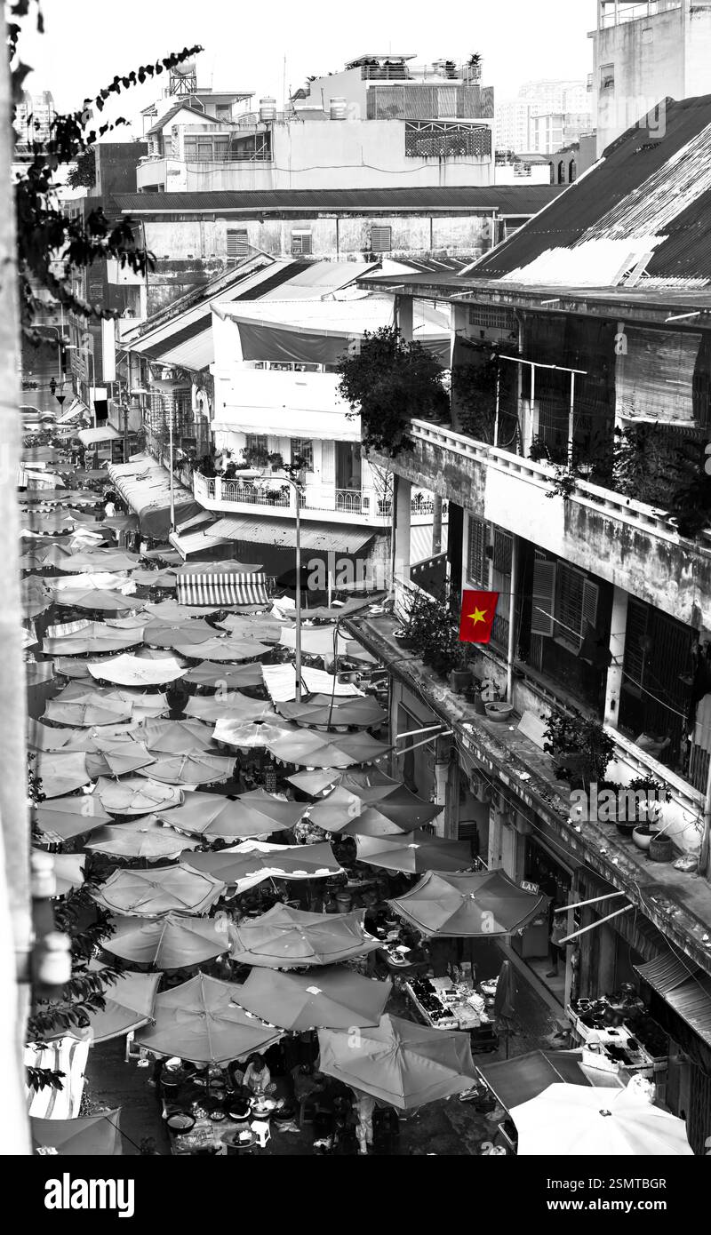 Daily life of traditional market at Phung Hung street, Cho Lon. Street ...