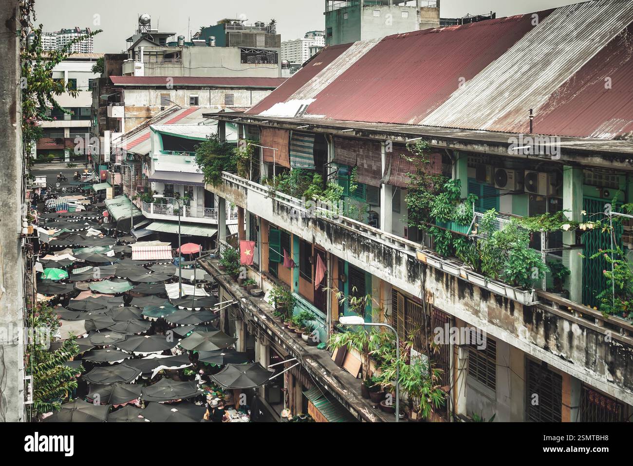 Daily life of traditional market at Phung Hung street, Cho Lon. Street ...