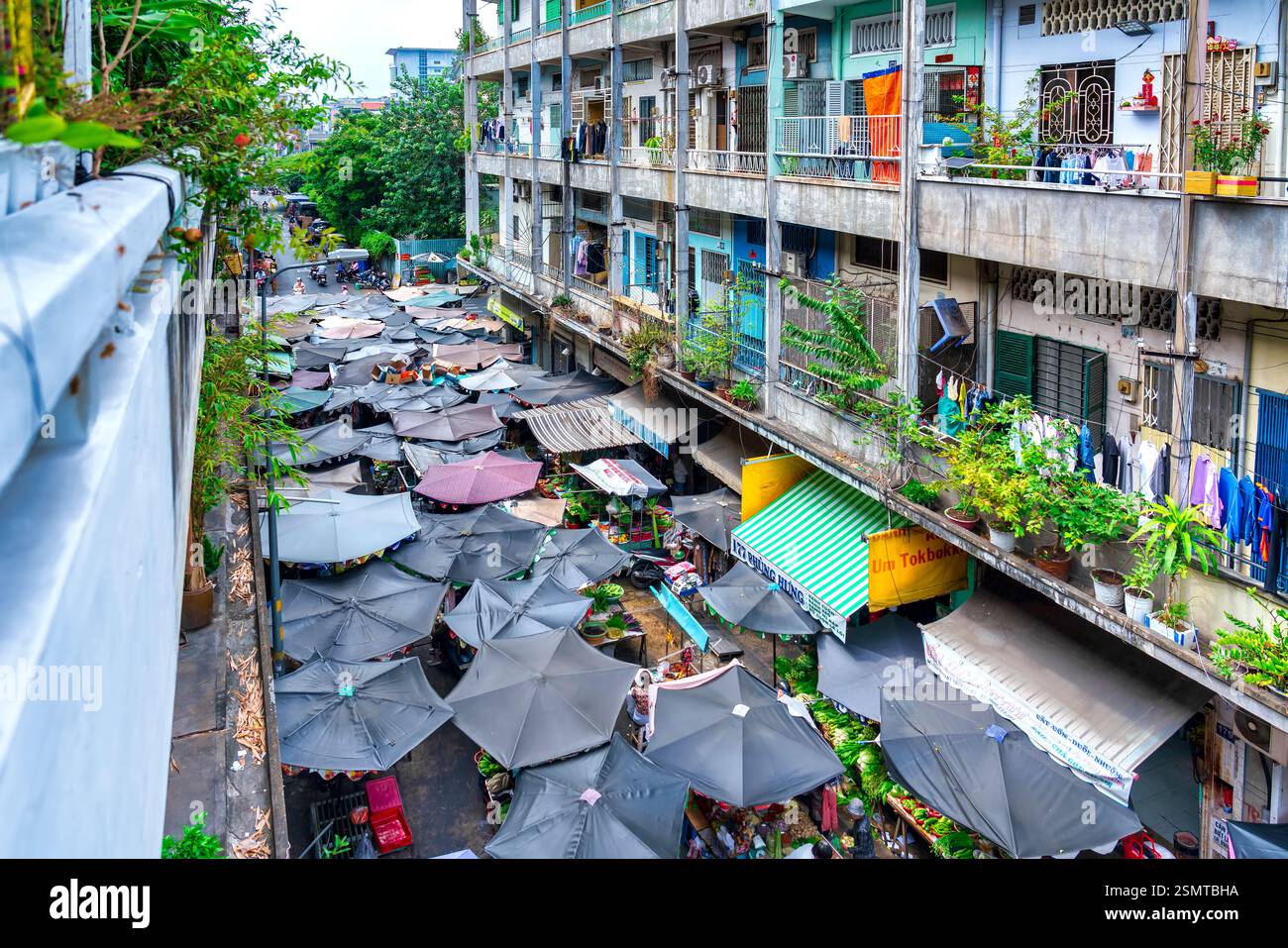 Daily life of traditional market at Phung Hung street, Cho Lon. Street ...