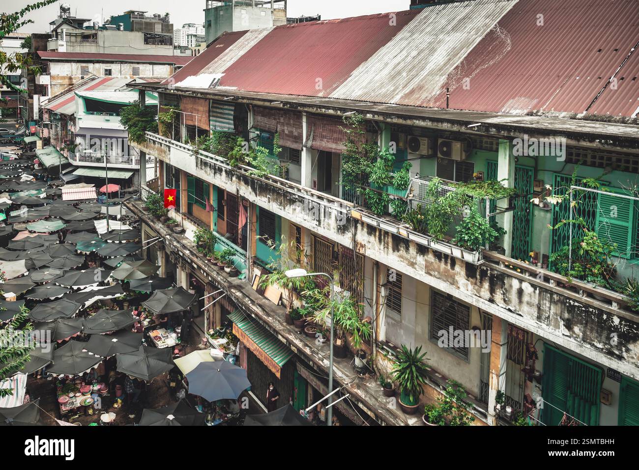 Daily life of traditional market at Phung Hung street, Cho Lon. Street ...