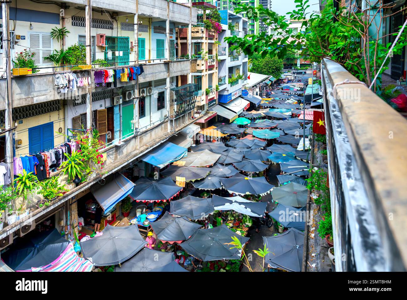 Daily life of traditional market at Phung Hung street, Cho Lon. Street ...
